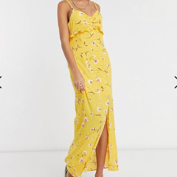 Gilli | Dresses | Gilli Yellow Floral Button Down Maxi Dress | Poshmark